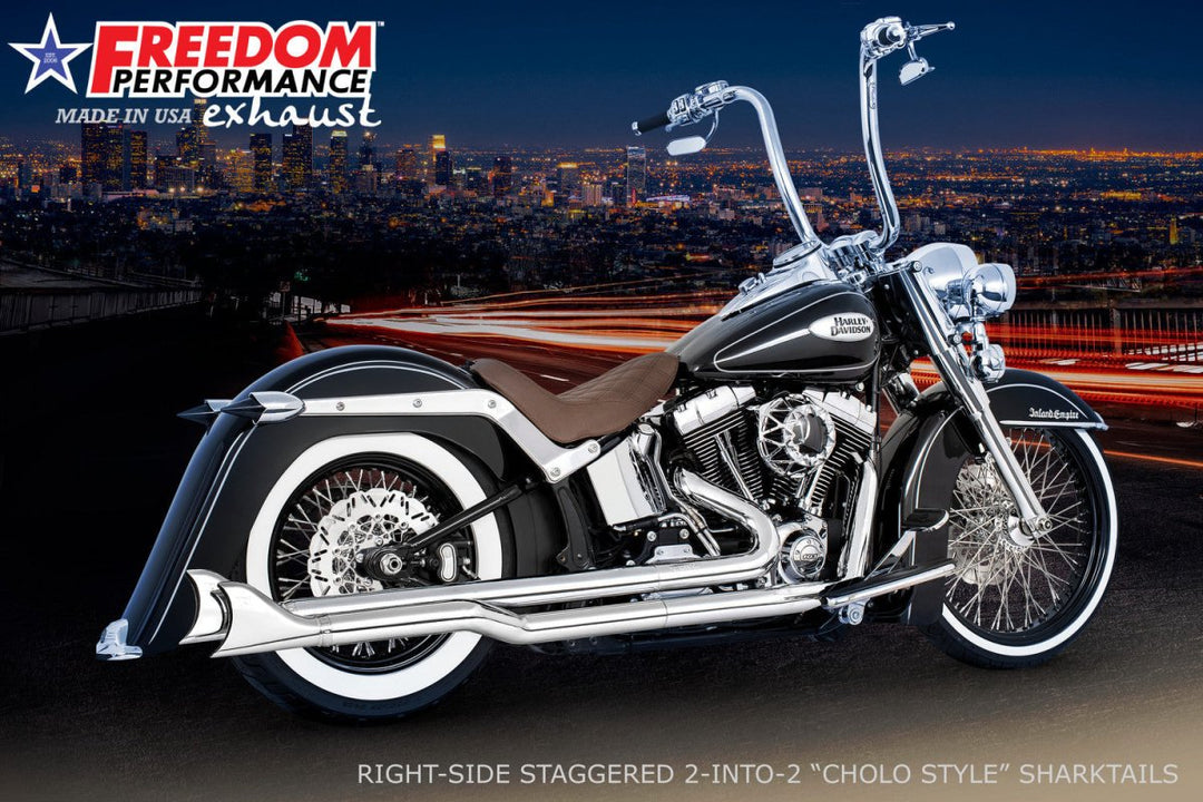 HARLEY SOFTAIL 2.5" RIGHT-SIDE STAGGERED TRUE-DUAL COMPLETE SYSTEM (SP ...